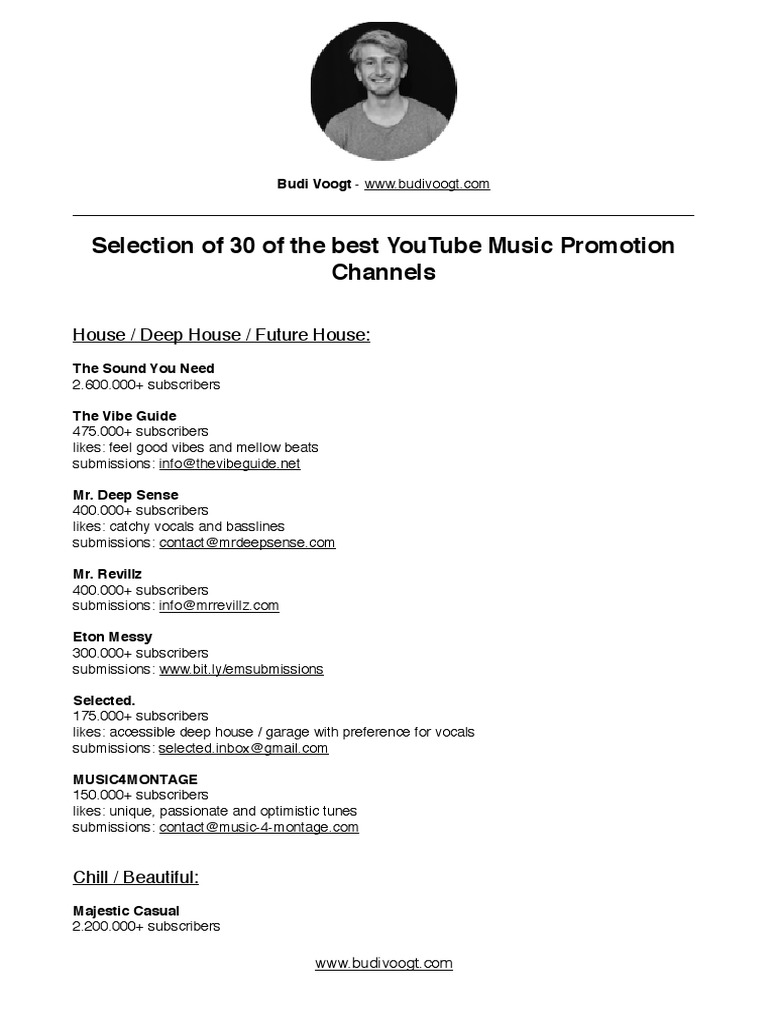 Top YouTube Music Channels for Submissions | PDF | Musical Subgenres ...