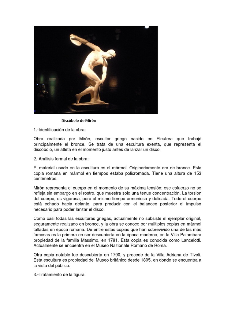 Discóbolo de Mirón | PDF | Escultura | Artes (general)