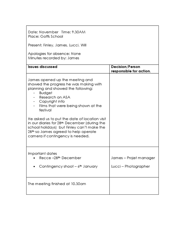 10 Meeting Record Sheet 2 | PDF