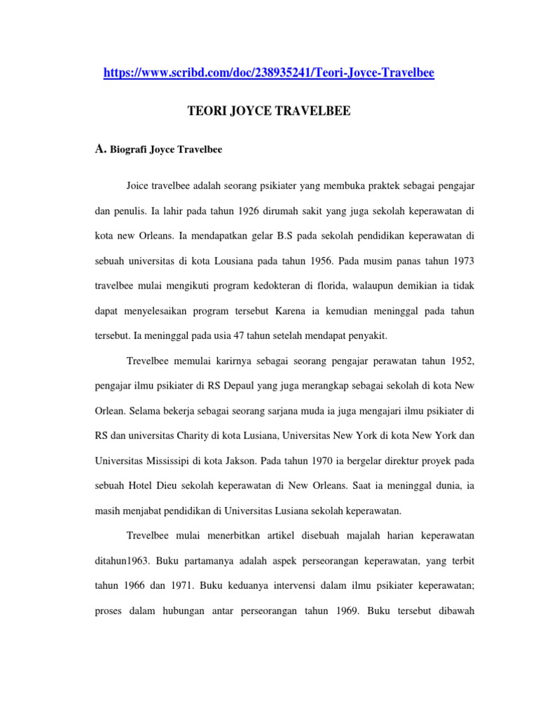 Teori Joyce Travelbee | PDF | Pengembangan Diri
