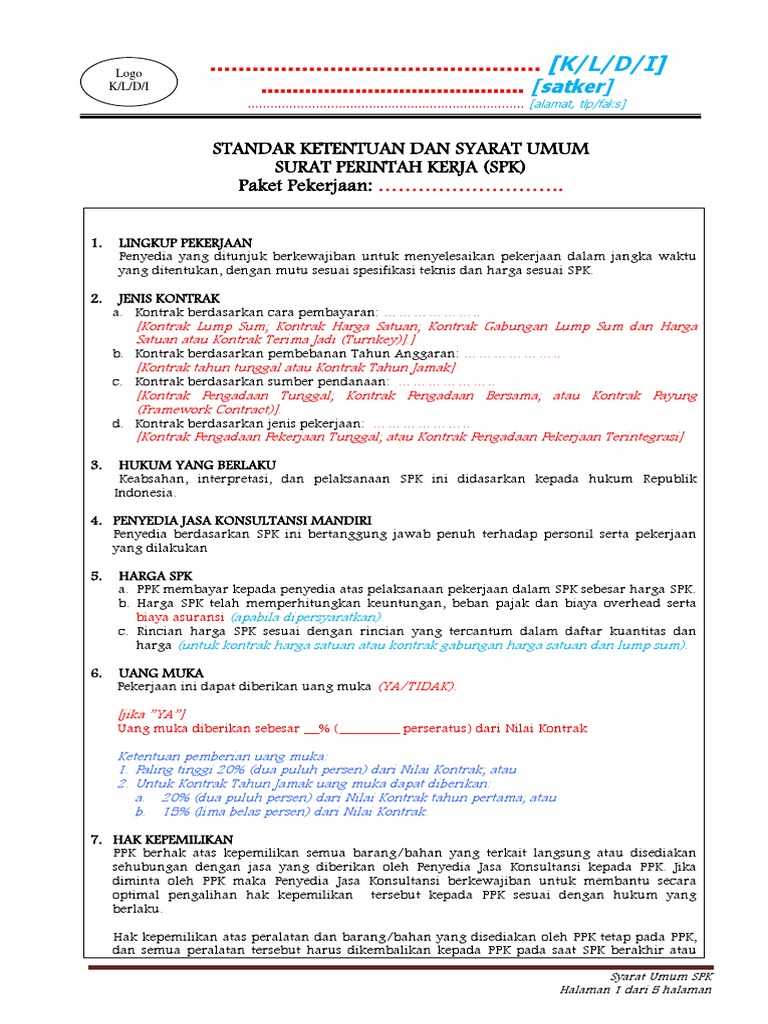 Syarat Umum SPK - Konsultan - BU | PDF