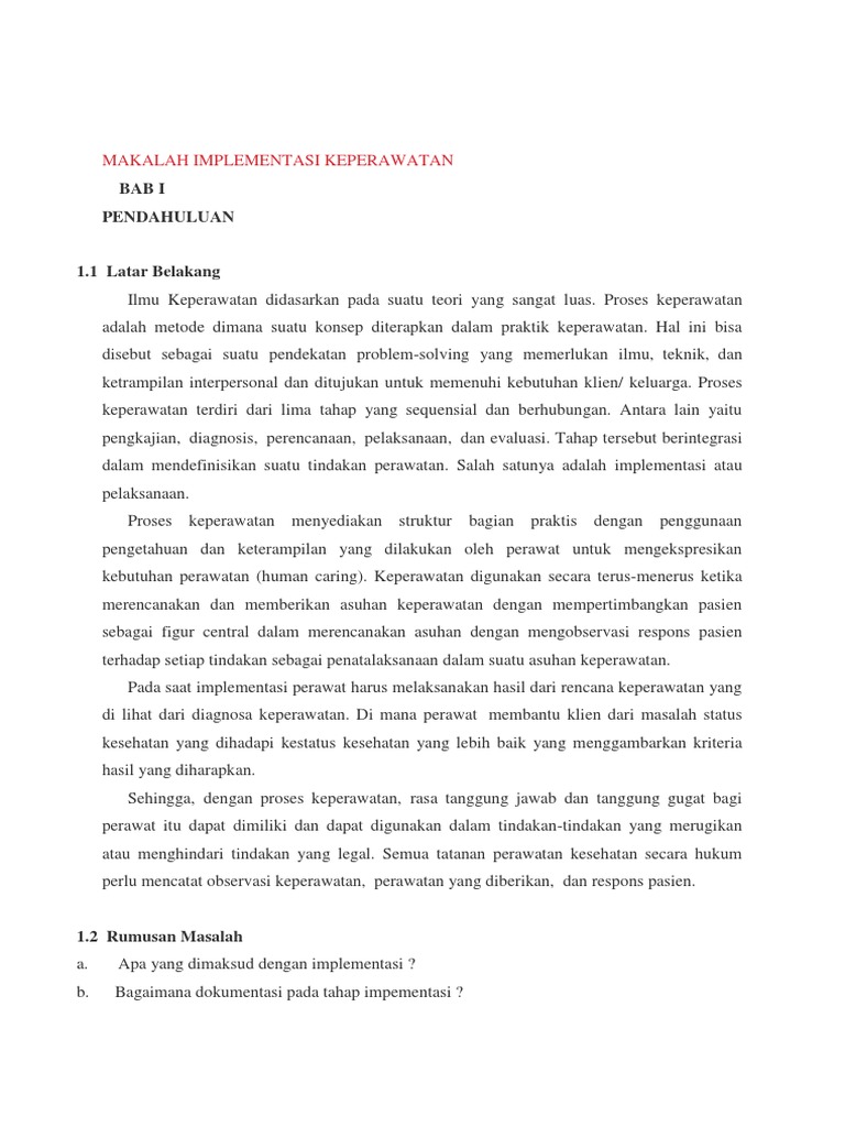 Implementasi Keperawatan | PDF