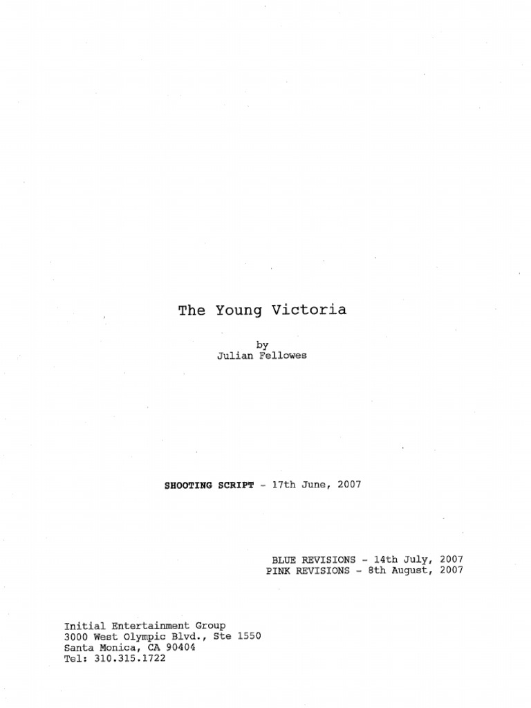 Young Victoria, The - Script | PDF