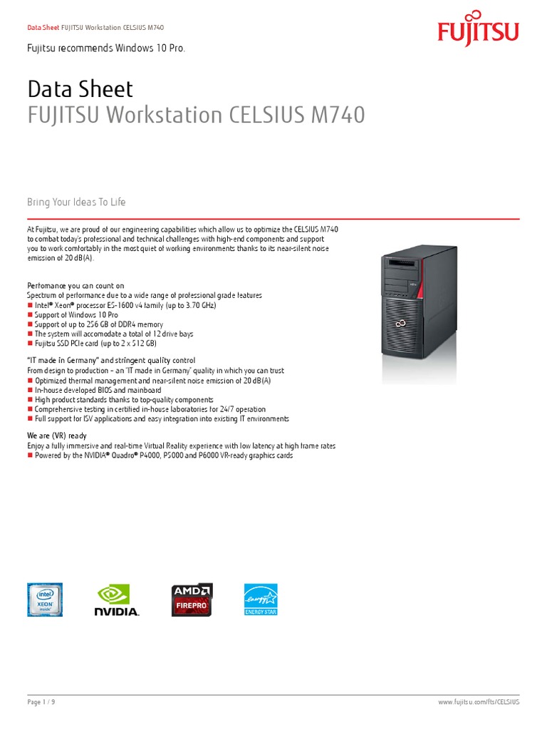 Data Sheet Fujitsu Workstation Celsius m740 | PDF | Hard Disk Drive ...