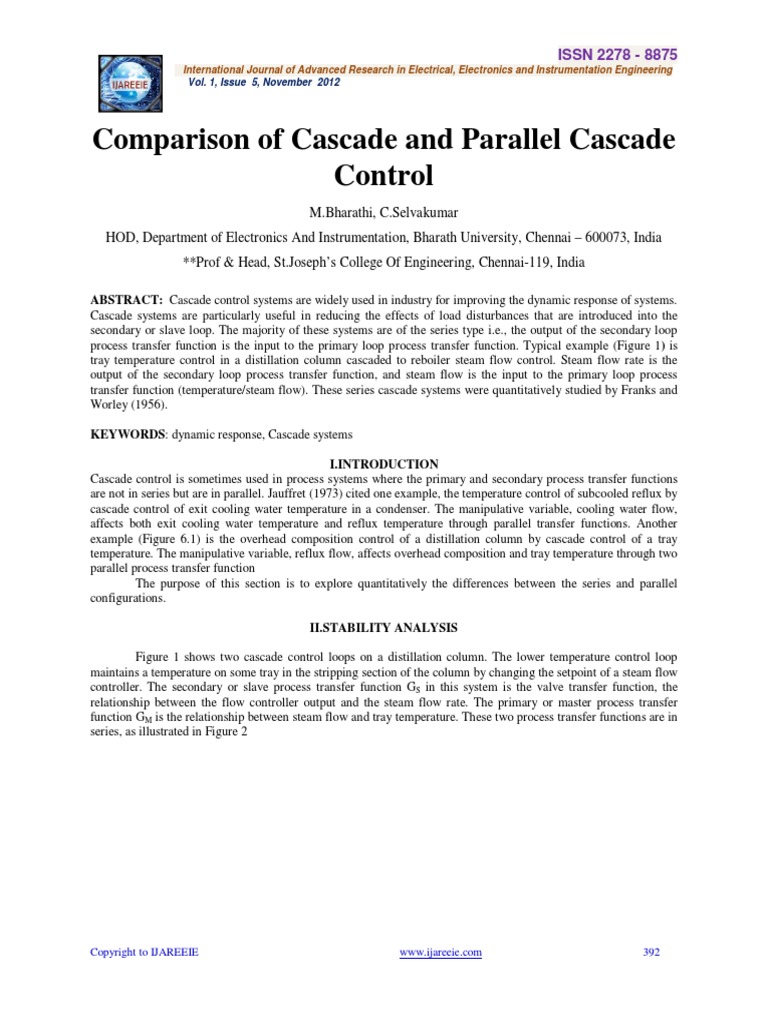 Comparison of Cascade and Parallel Cascade Control | PDF | Control Theory | Distillation