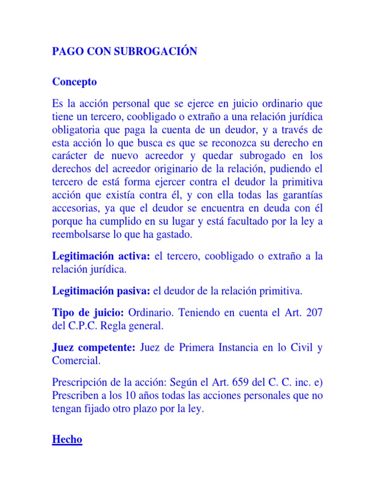 Pago Con Subrogación | PDF | Pagos | Subrogación