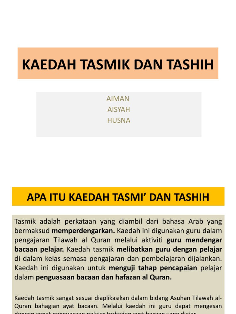 Kaedah Tasmik Dan Tashih | PDF | Kajian Bahasa Asing