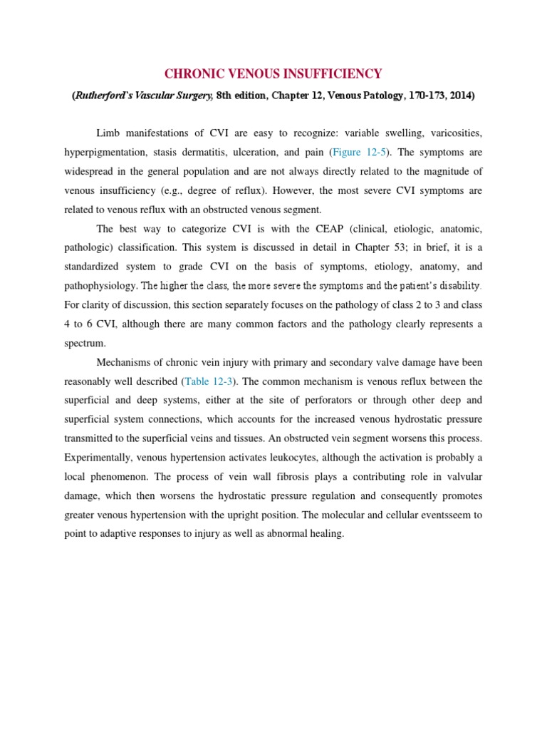 Chronic Venous Insufficiency: (Rutherford's Vascular Surgery, 8th ...