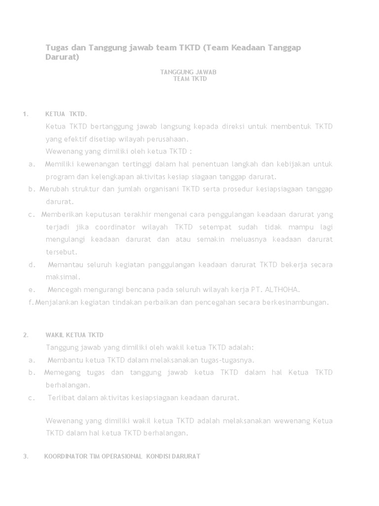 Tugas Tim Keadaan Tanggap Darurat | PDF | Sejarah