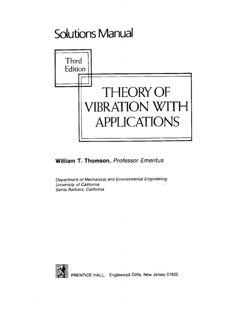 Theory of Vibration With Application 3rd Solution PDF | PDF