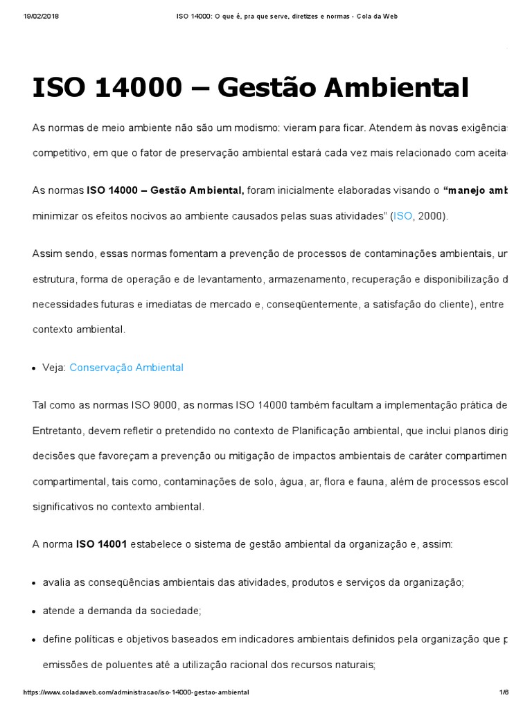 ISO 14000 - O Que É, Pra Que Serve, Diretizes e Normas - Cola Da Web ...