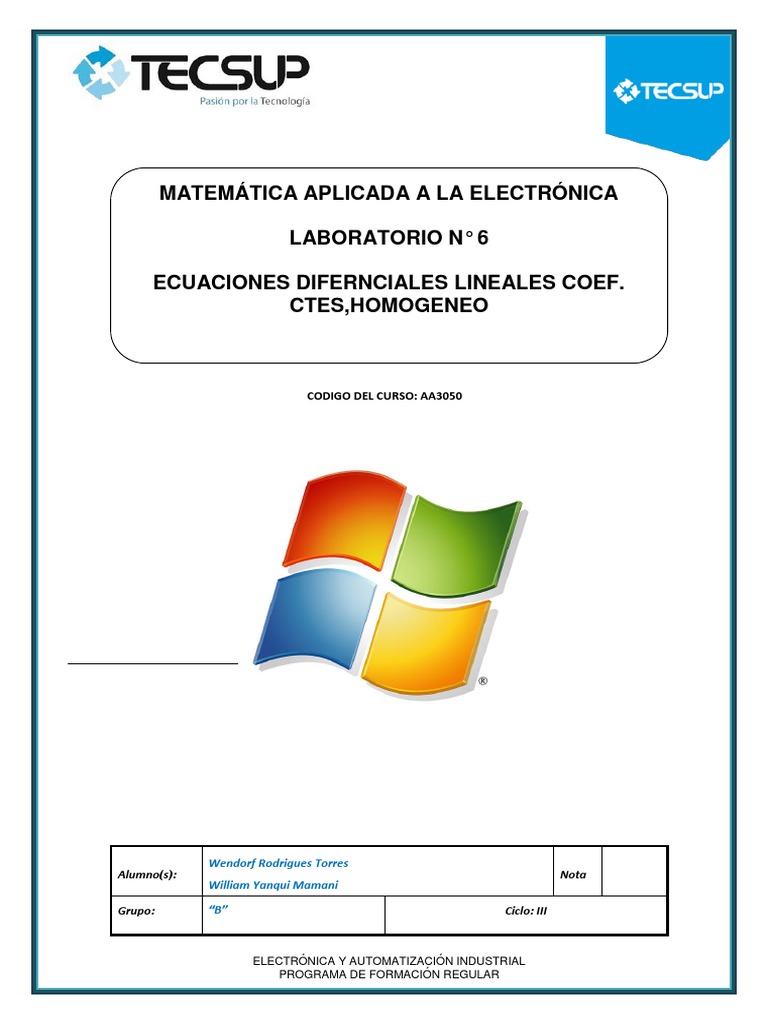 Lab Matlab | PDF | Ecuaciones diferenciales | Ecuaciones