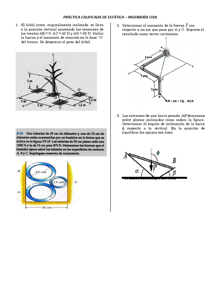 Práctica Calificada de Estática Civil | PDF