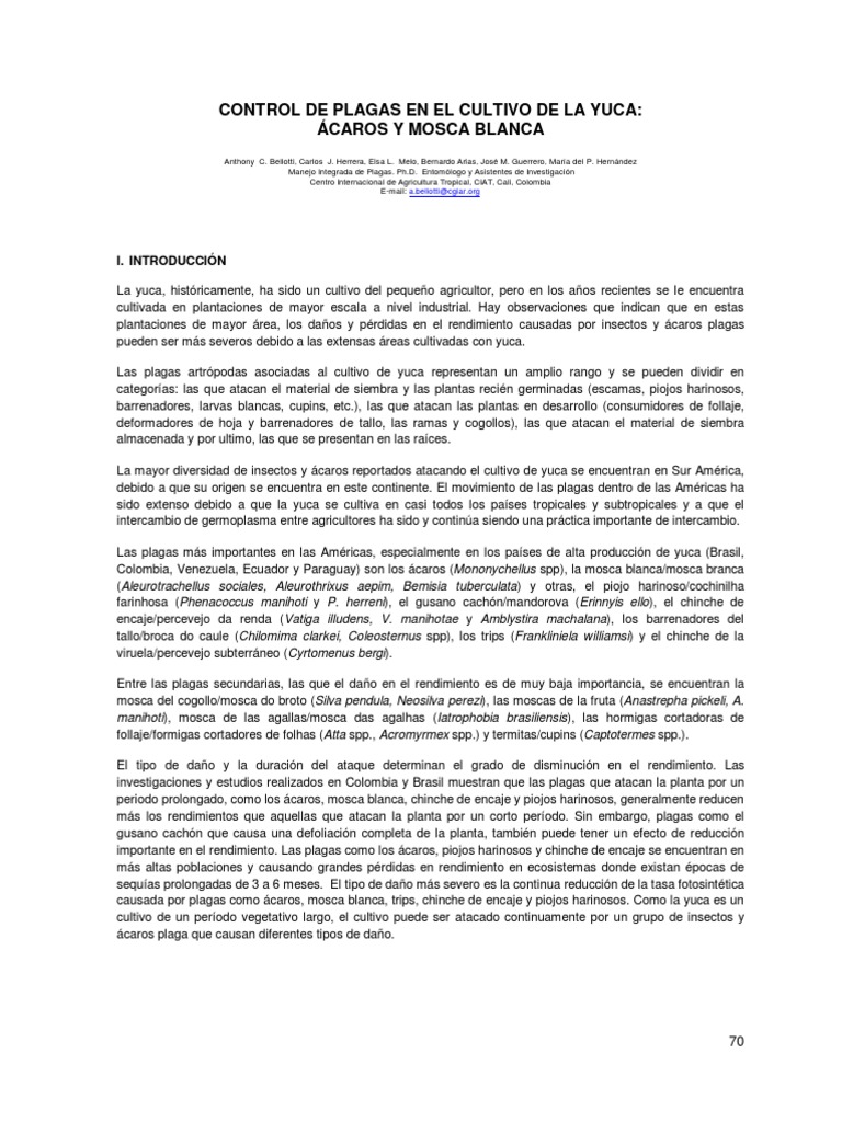 El Manejo Integrado de Las Plagas Principales en La Tuca | PDF | Plaga (organismo) | Insectos ...