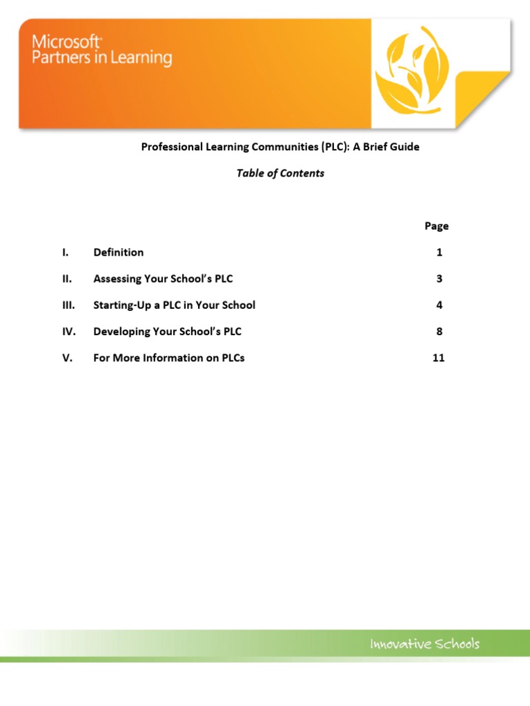 Professional Learning Communities (PLC) : A Brief Guide | PDF ...