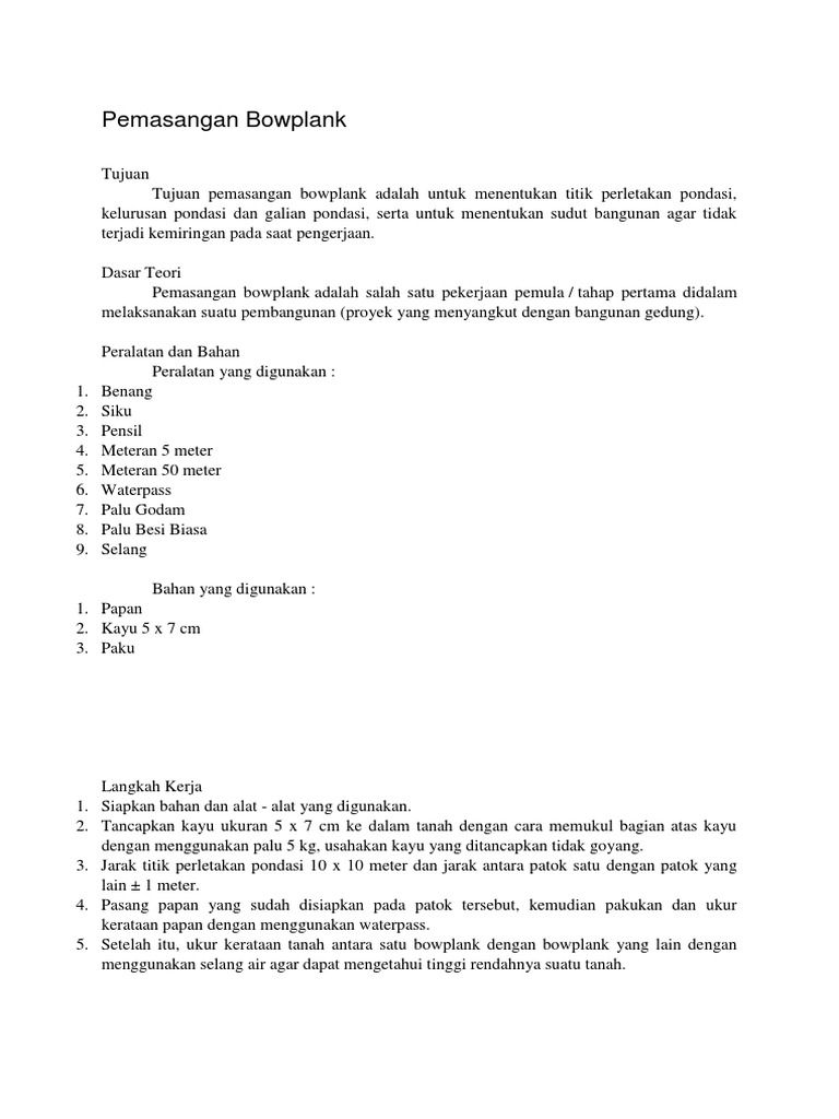 Panduan Pemasangan Bowplank Bangunan | PDF | Teknologi & Rekayasa