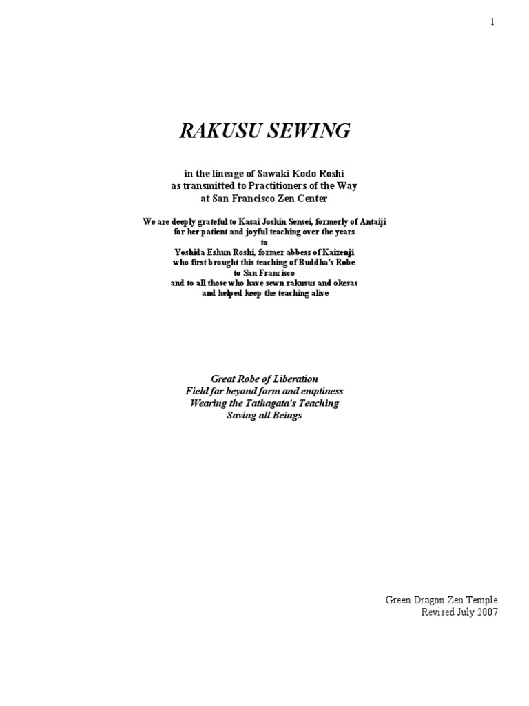 Rakusu Instructions 2007 PDF | PDF | Seam (Sewing) | Sewing