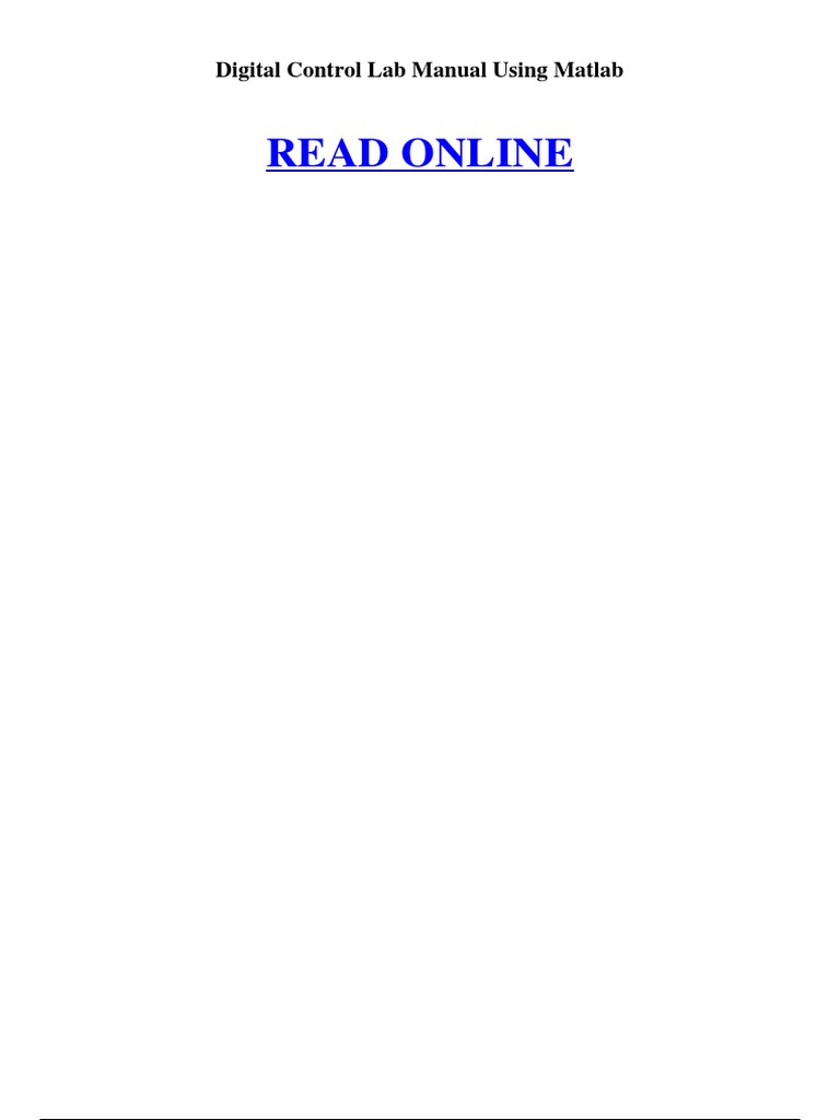 Digital Control Lab Manual Using Matlab | PDF | Laboratories | Matlab