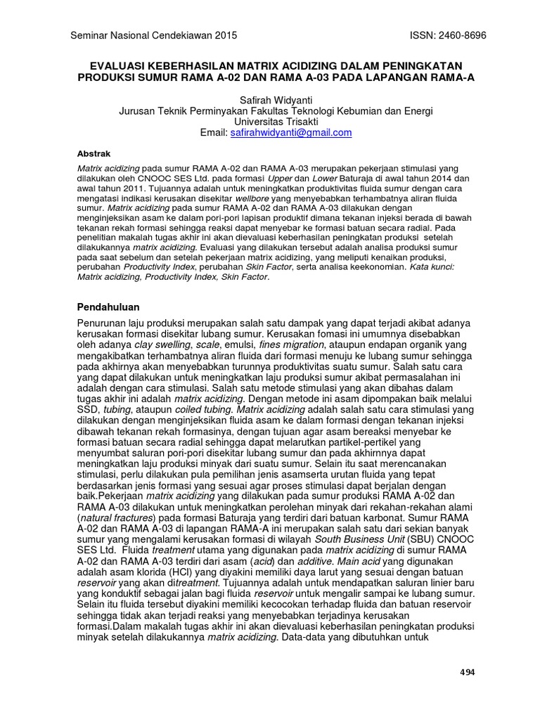 ID Evaluasi Keberhasilan Matrix Acidizing D | PDF