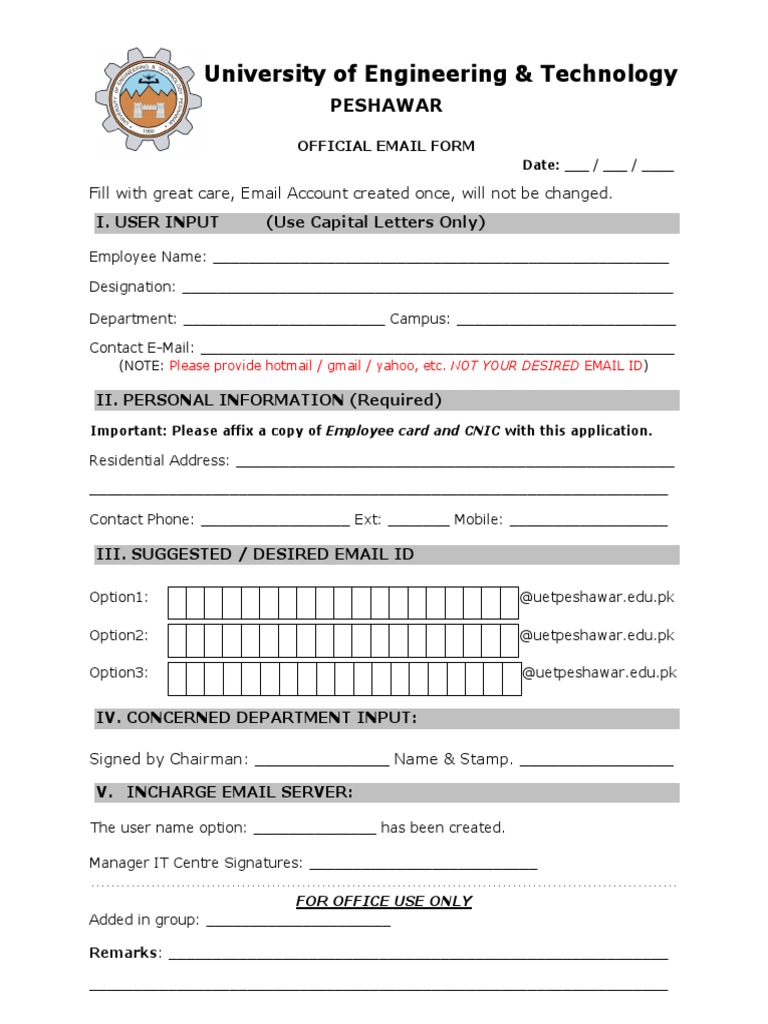 Uet Email Form | PDF