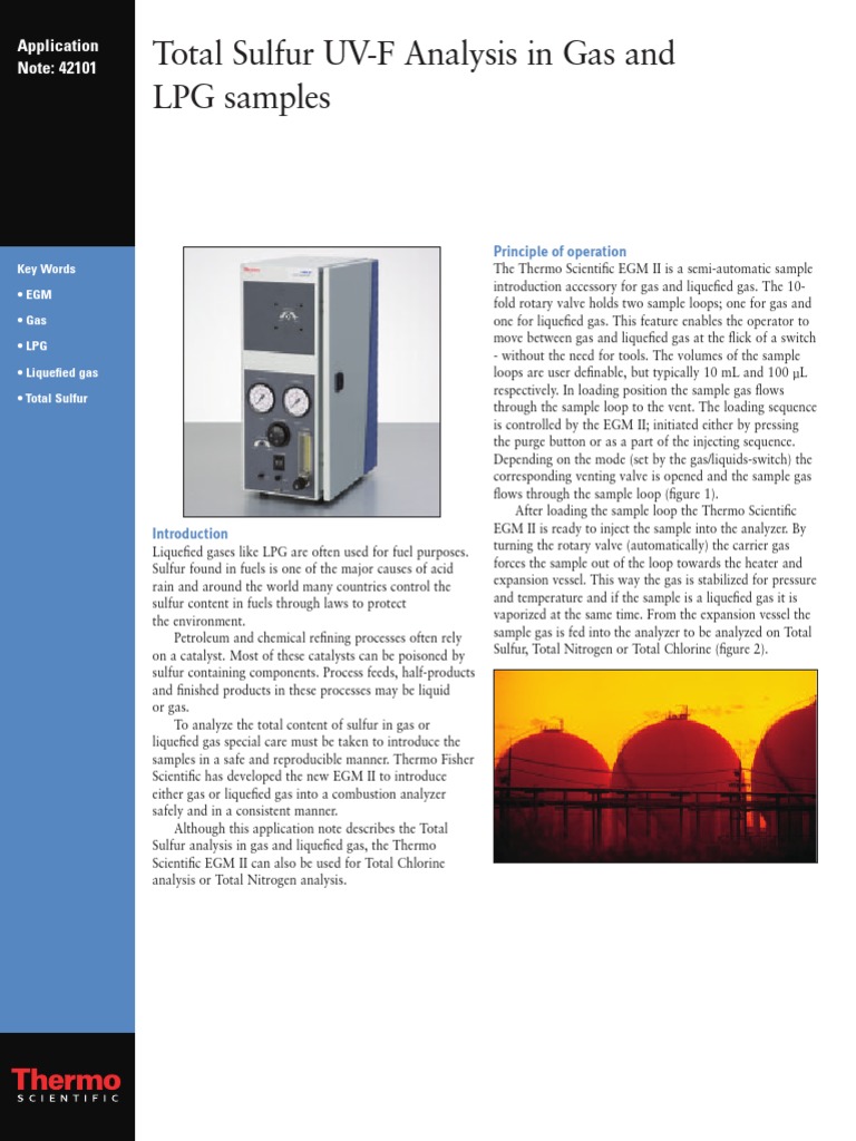 5012 An 42101 Total Sulfur UV-F Analysis in Gas and LPG Samples | PDF ...
