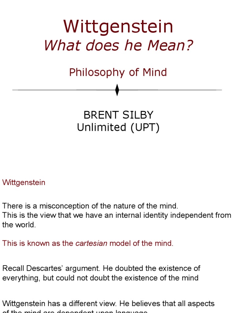 What Does He Mean?: Wittgenstein | PDF | Philosophical Theories | Mind