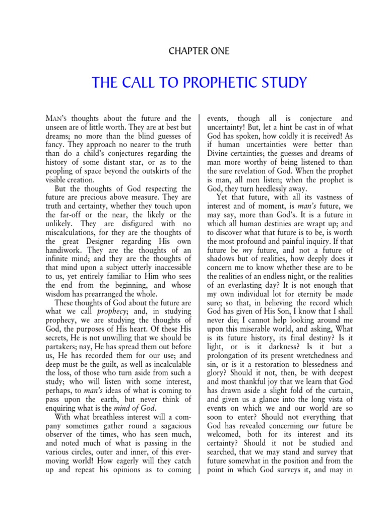 The Call To Prophetic Study: Chapter One | PDF | Prophecy | Revelation