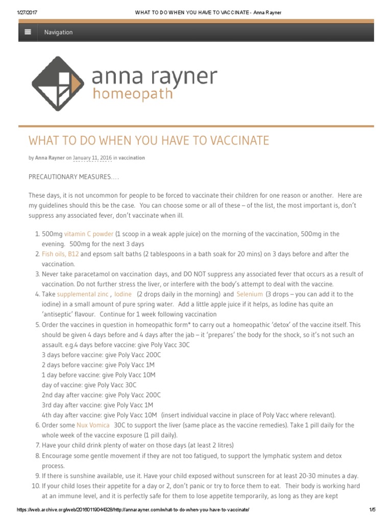 What To Do When You Have To Vaccinate - Anna Rayner | PDF | Homeopathy ...