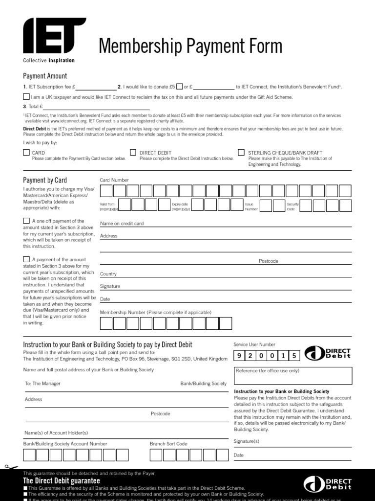 IET Membership Payment Form | PDF | Payments | Debit Card