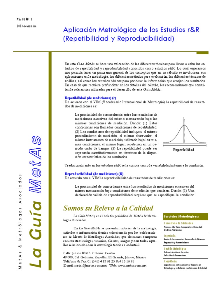 Repetibilidad y Reproducibilidad | PDF | Análisis de variación | Metrología