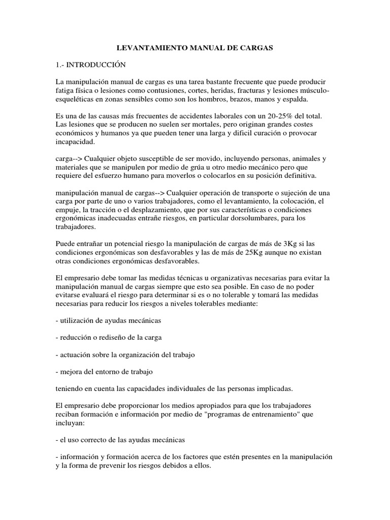 Levantamiento Manual de Cargas | PDF | Factores humanos y ergonomía | Science