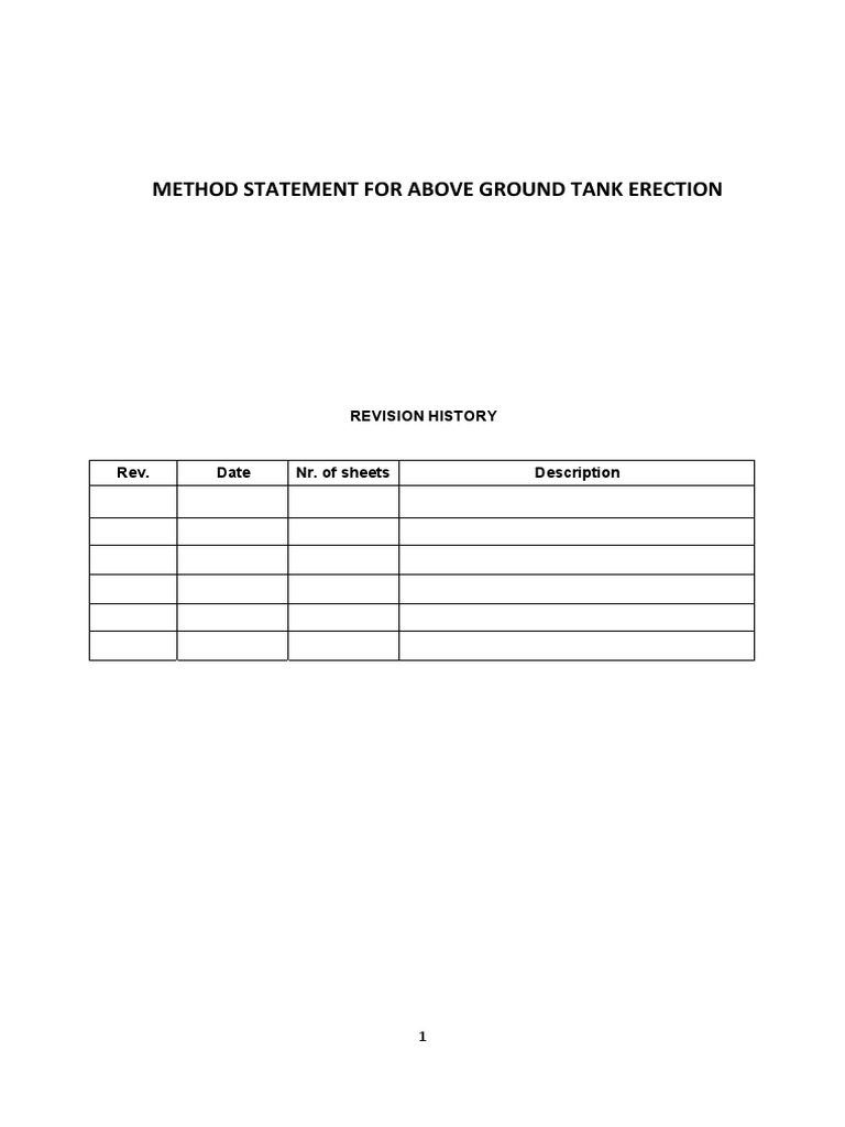 Method Statement For Above Ground Tank Erection | PDF | Leak | Rope