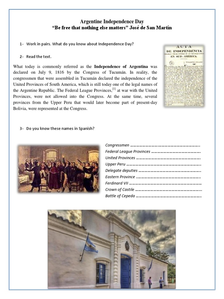 Argentine Independence Day Activities | PDF | South America | 2nd ...