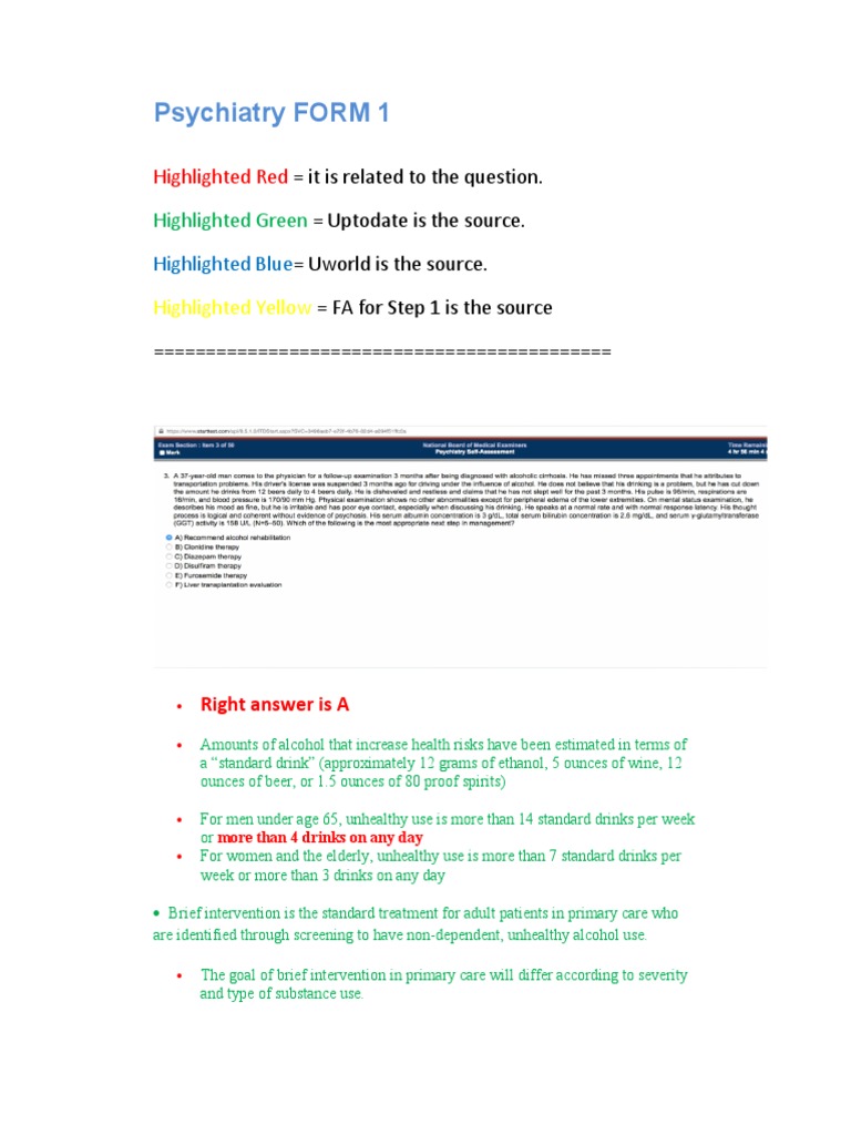 CMS Psychiatry 1 Form | PDF | Substance Dependence | Alcoholic Drinks