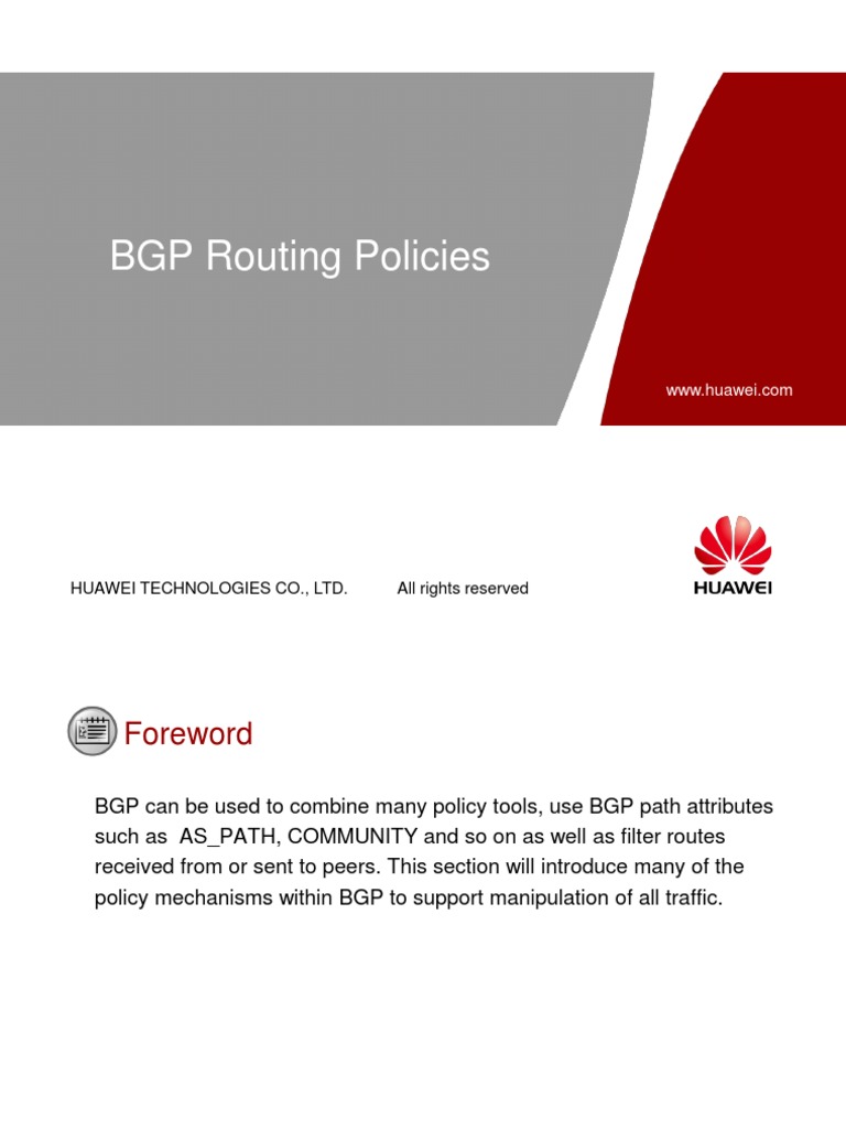 Huawei BGP Routing Policies | PDF | Regular Expression | Routing