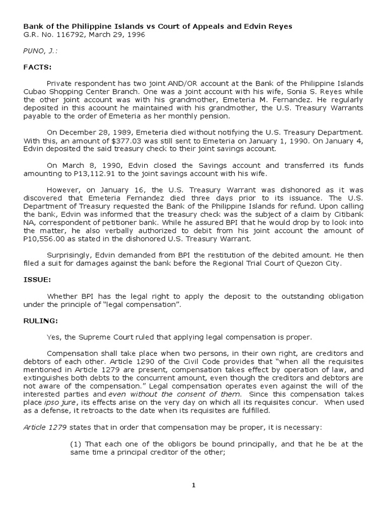 BPI Vs CA and Reyes | PDF | Debtor | Debt