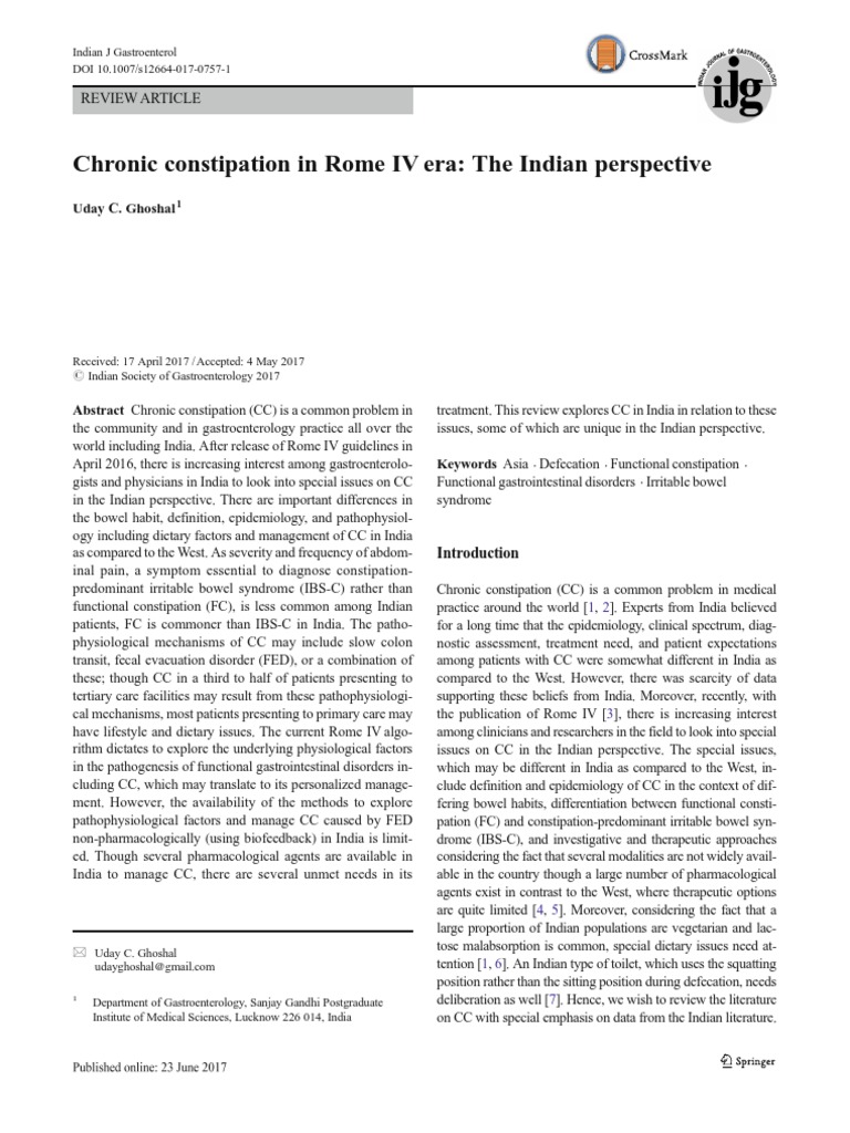 Chronic Constipation in Rome 4 Era The Indian Perspective | PDF ...