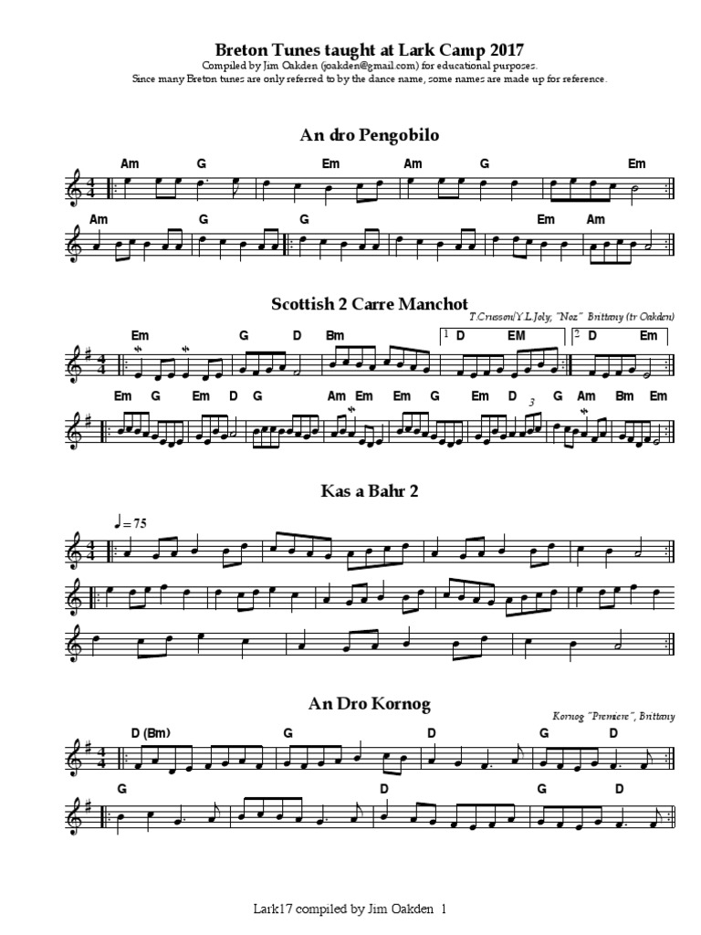 Lark 2017 Breton Tunes 2 | PDF | Ballroom Dance | Celtic Music