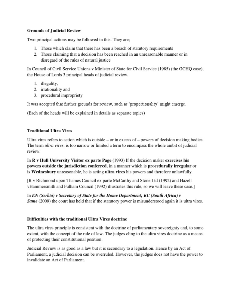 Grounds of Judicial Review Notes | PDF | Government Information ...