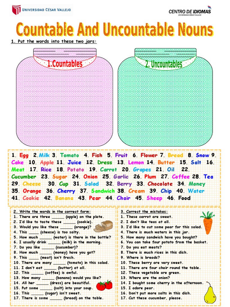Countable and Uncountable | PDF | Salad | Food And Drink Preparation