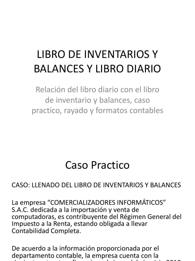 Libro de Inventarios y Balances y Libro Diario PDF | PDF | Compartir ...