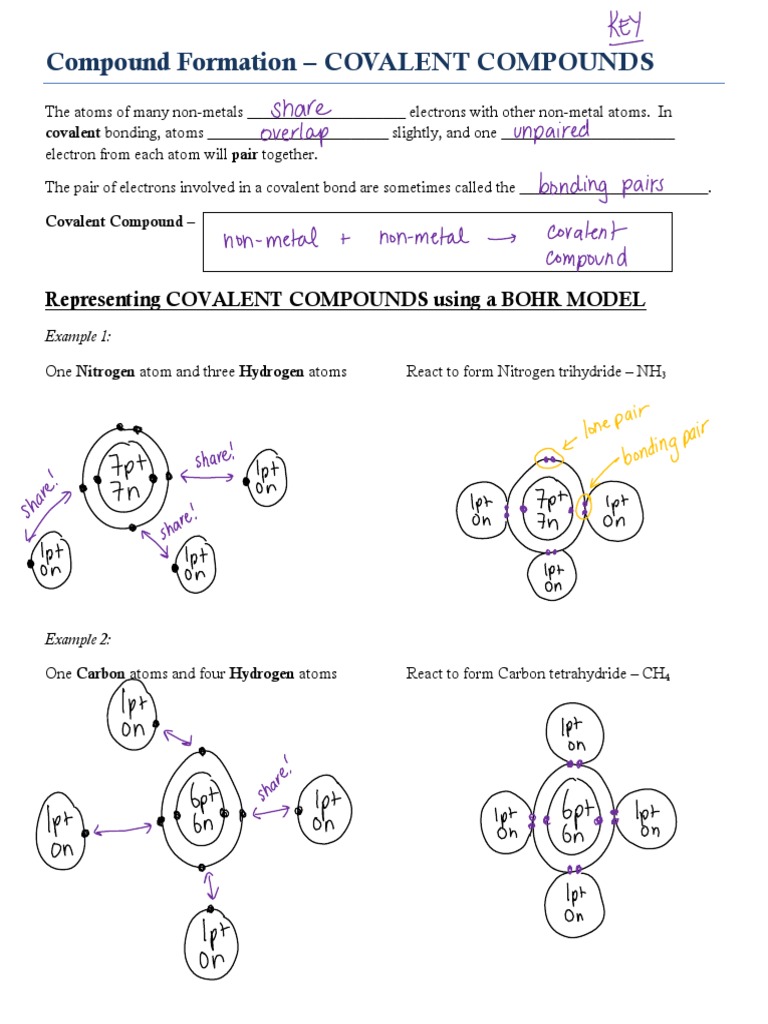 07 - Covalent Compound Formation Notes 2012 Less Drawing Key | PDF ...