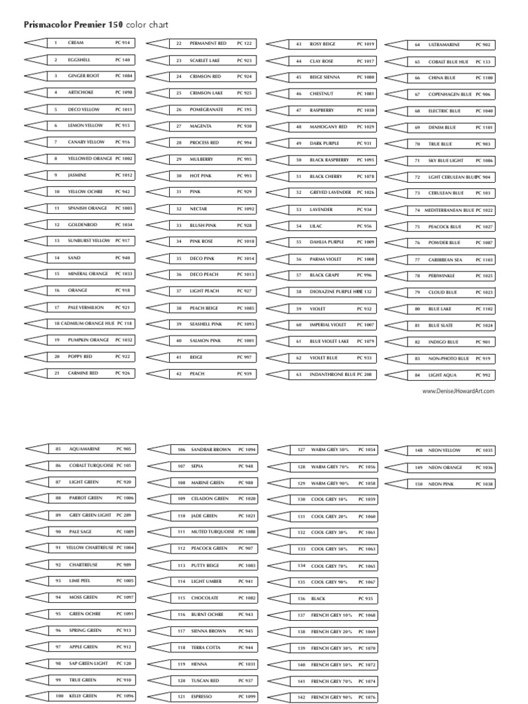 Prisma Color 150 Chart | PDF | Blue | Grey