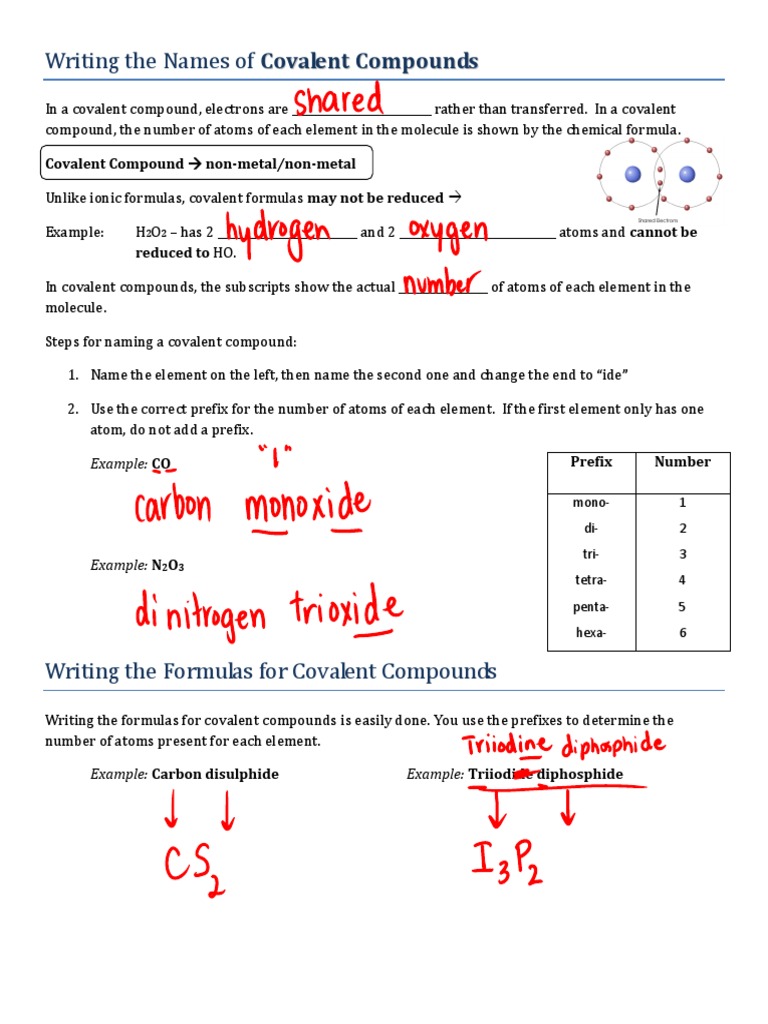 08 - Naming Covalent Compounds Key | PDF | Chemical Compounds ...