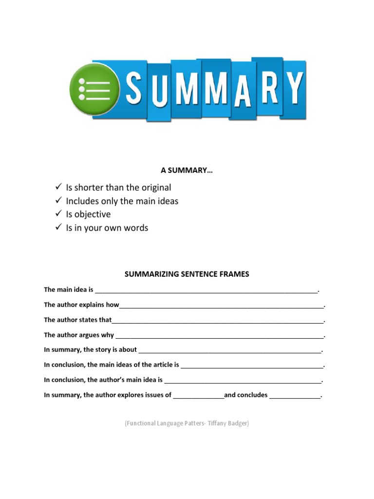Summary Writing Guide | PDF