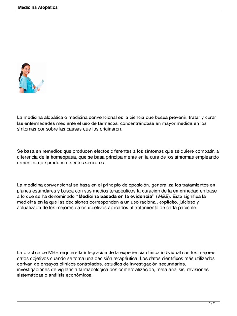 Medicina Alopatica | PDF | Evidencia basada en medicina | Medicina