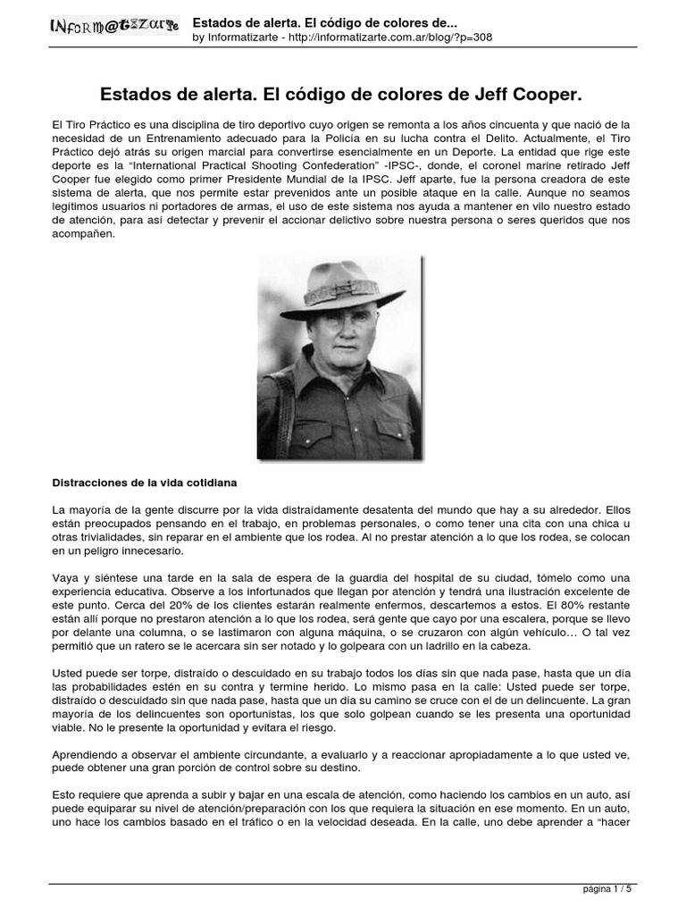 Estados de Alerta. El Cdigo de Colores de Jeff Cooper PDF | PDF