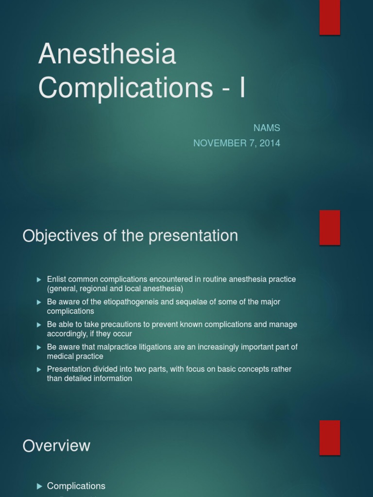 Anesthesia Complications Guide | PDF | Anesthesia | Human Anatomy