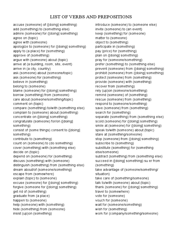 Verbs and Prepositions | Download Free PDF | Syntax