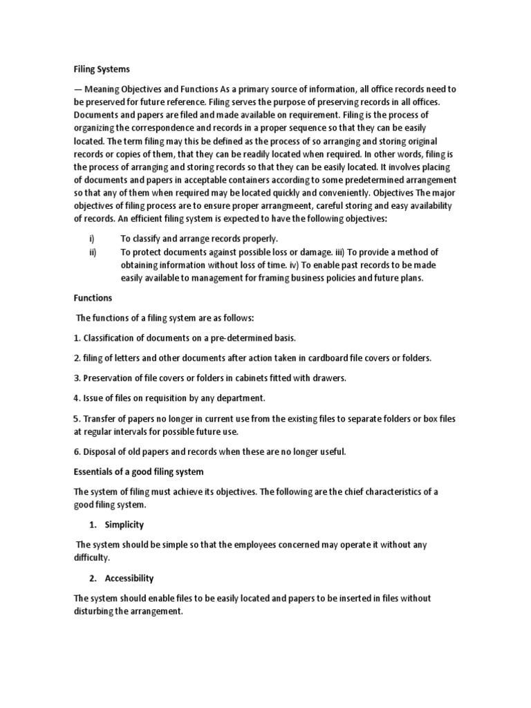 Filing Systems | PDF | Document | Computer File